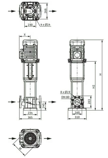 HELIX V5202-1/16/E/KS/400-50 насос WILO многоступенчатый для ...